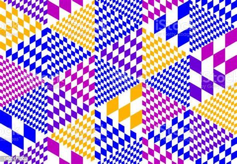 큐브 마름모 삼각형 상자가 있는 기하학적 3d 원활한 패턴은 벡터 배경 건축 및 구조 벽지 디자인을 차단합니다 건축에 대한 스톡