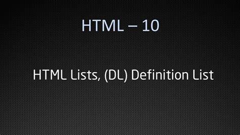 Xhtml Html 10 Definetion List And Single Space Learnwithsaad Youtube