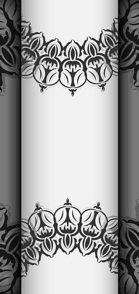 텍스트와 빈티지 패턴에 대한 장소와 초대 카드를 준비 만다라와 흰색 흰색 인쇄 디자인 엽서를위한 벡터 템플릿 0명에 대한 스톡 벡터 아트 및 기타 이미지 Istock