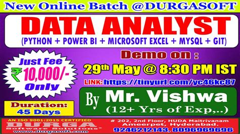 Data Analyst Online Training Durgasoft Youtube