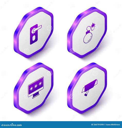 Set Isometric Fingerprint Door Lock Bomb Monitor With Password And