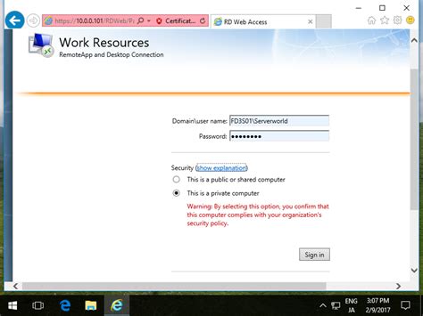 Windows Server 2016 Connect To RemoteApp Server World