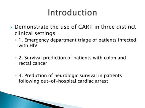 Classification And Regression Tree Analysis In Biomedical Research Ppt