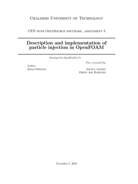 Particle Injection Modeling In Openfoam Implementation And Usage Of Injector Tools In The