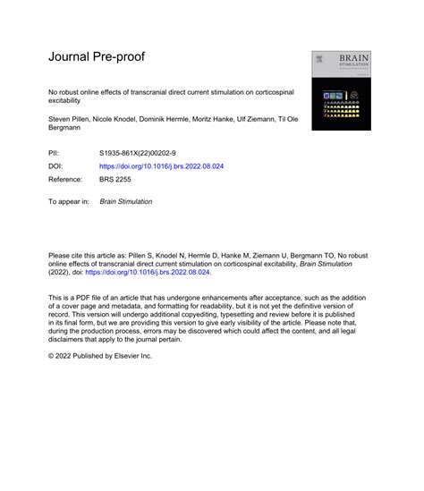 Pdf No Robust Online Effects Of Transcranial Direct Current Stimulation On Corticospinal
