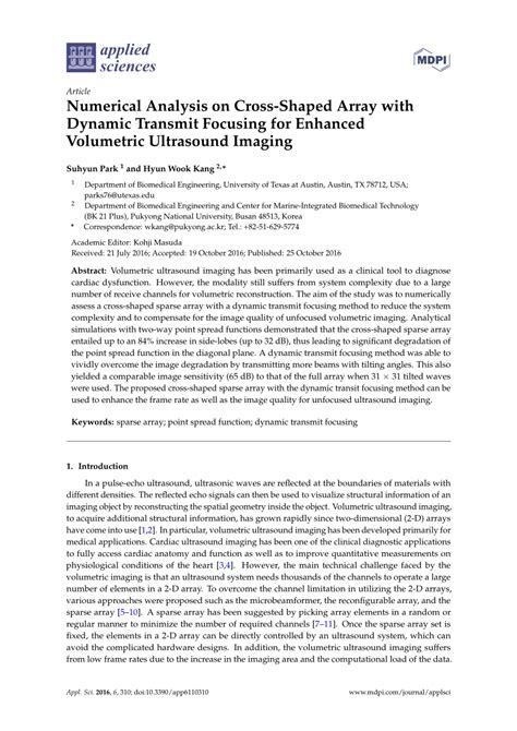 Pdf Numerical Analysis On Cross Shaped Array With Dynamic Transmit Focusing For Enhanced