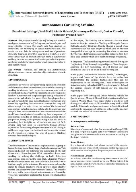 Autonomous Car Using Arduino Pdf