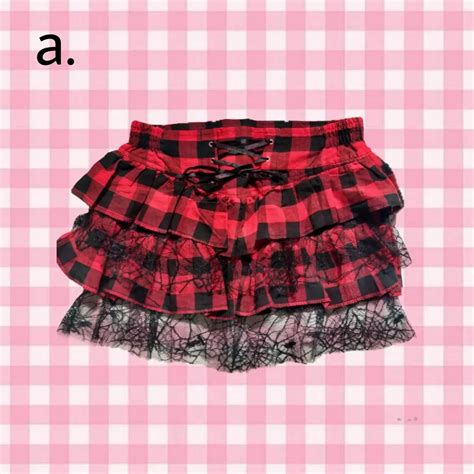 Gothic Emo Grunge Fairycore Red Plaid Skirt Alt Womens Fashion