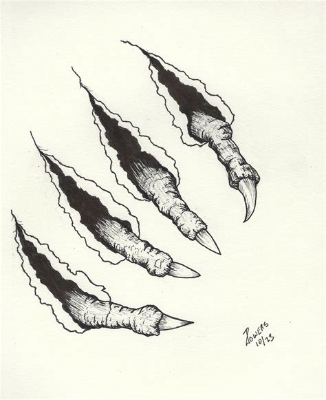 Inktober 2023 Scratchy Claws Drawing Claw Marks Art Claw Marks