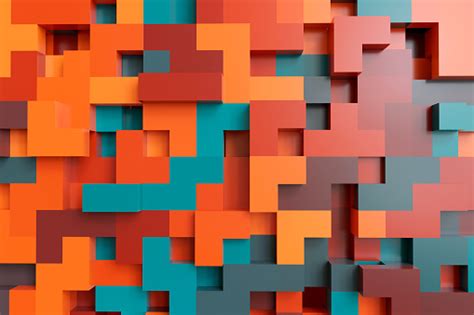 디자인에 대한 다양한 요소와 색상다채로운 추상 기하학적 3d 배경 테트리스 게임에서 추상적인 모양 3d 렌더링 그림입니다 육각형에 대한 스톡 사진 및 기타 이미지 Istock