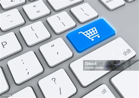장바구니 아이콘이 있는 컬러 키가 있는 컴퓨터 키보드의 3d 그림 0명에 대한 스톡 사진 및 기타 이미지 0명 개념 개념과 주제 Istock