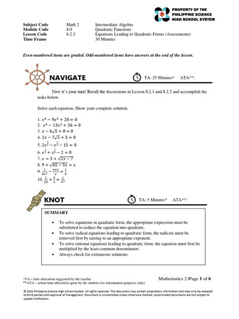 08 2 3 Equations Leading To Quadratic Forms Pdf Equations Quadratic Equation