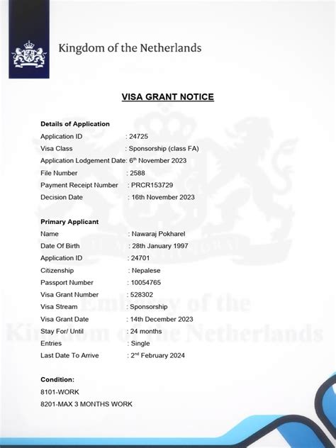 Visa Grant Notice 1 1 Pdf