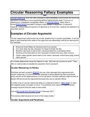 Understanding Circular Reasoning Fallacies In Arguments Course Hero