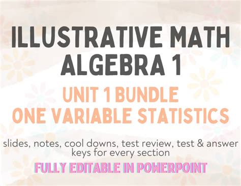 Illustrative Math Algebra 1 Unit 1 Bundle One Variable Statistics