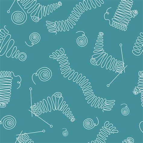 원활한 패턴입니다 뜨개질 만화 옷 뜨개질 실 하나의 라인 드로잉 격리 된 배경 벡터 일러스트 레이 션 프리미엄 벡터