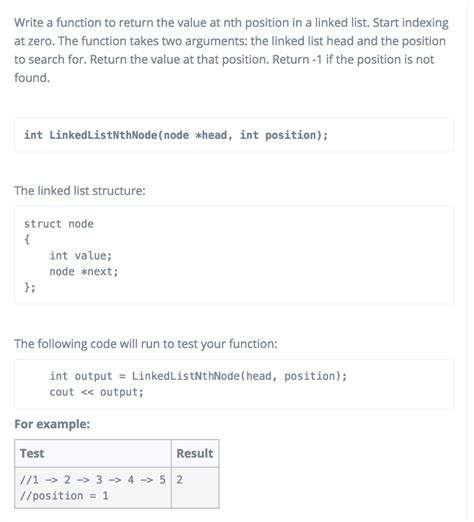 Solved Write A Function To Return The Value At Nth Position