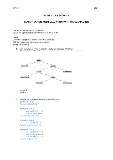 Weka Weka Data Mining Week 5 Lab Exercise Classification And