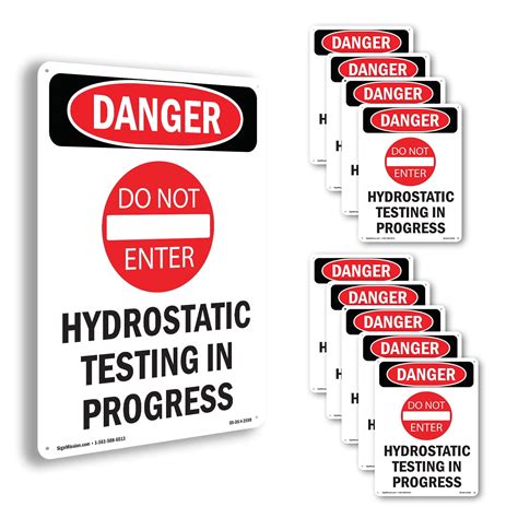 Hydrostatic Testing Osha Danger Rigid Plastic Sign 10 Inch X 7 Inch 10 Pack