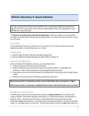 BIO Lab Sexual Selection Pdf BIO Laboratory Sexual Selection The Lab