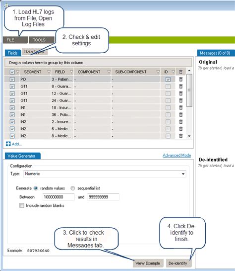 De Identifying HL7 Messages Caristix