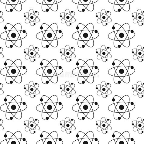 Seamless Black Atom Pattern On White Background Concept Of Science Illustration Atomic