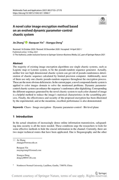 A Novel Color Image Encryption Method Based On An Evolved Dynamic Parameter Control Chaotic System