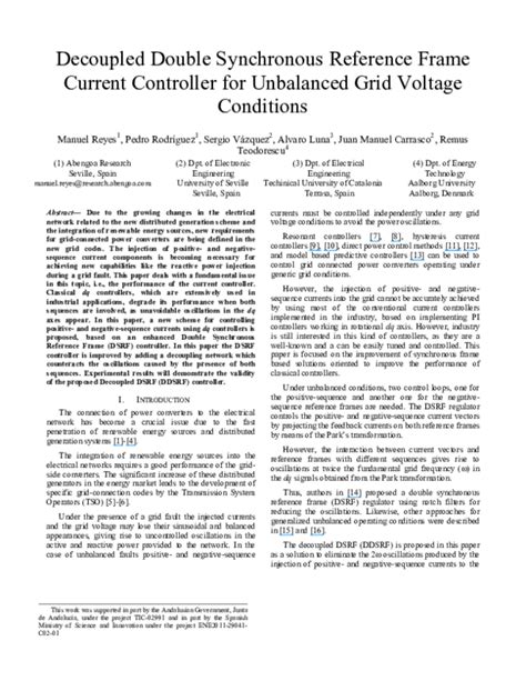 Pdf Decoupled Double Synchronous Reference Frame Pll For Power Converters Control
