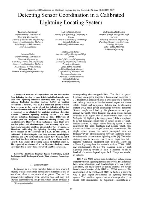 Pdf Detecting Sensor Coordination In A Calibrated Lightning Locating System