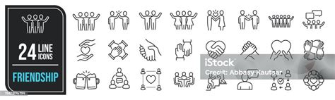 우정 최소한의 얇은 선 아이콘입니다 관련 친구 팀 보살핌 공생 편집 가능한 획 벡터 그림입니다 남자의 우정에 대한 스톡 벡터 아트 및 기타 이미지 Istock