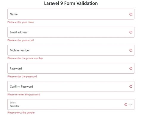 Form Validation In Laravel 9 With Custom Error Messages