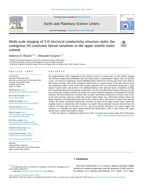 Pdf Multi Scale Imaging Of 3 D Electrical Conductivity Structure Under The Contiguous Us
