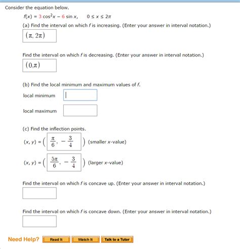 solved consider the equation below f x 3 cos 2x 6 sin