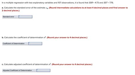 Solved In A Multiple Regression With Two Explanatory
