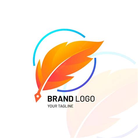 그라데이션 퀼 펜 로고 템플릿 무료 벡터