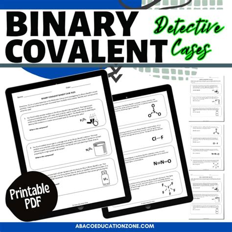 Binary Covalent Compounds Nomenclature Activity Detective Case Files