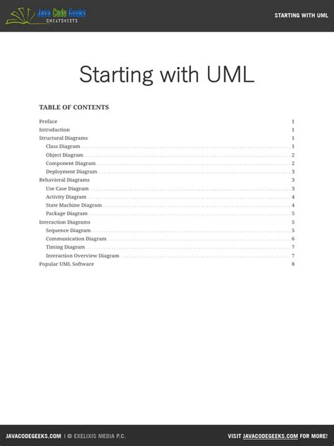 Starting With Uml Cheatsheet 2014 Pdf Unified Modeling Language