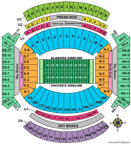 Bryant Denny Stadium Tickets And Bryant Denny Stadium Seating Chart