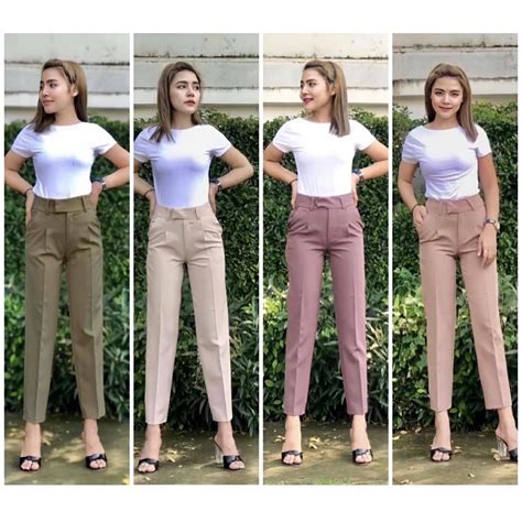 กางเกงขายาวผู้หญิง 9 ส่วน เนื้อผ้าผ้าไมโคร เอวสูง ซิปหน้า ไซส์s 3xl Ppaoy Thaipick