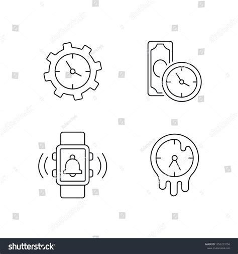 Time Management Linear Icon Thin Line Stock Vector Royalty Free