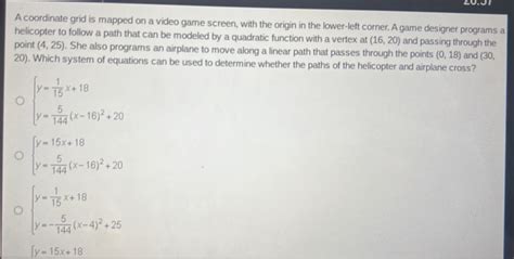 A Coordinate Grid Is Mapped On A Video Game Screen With The Origin In The Lower Left Algebra