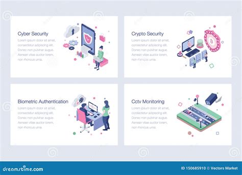 Cyber Security Isometric Vector Illustrations Stock Vector Illustration Of Biometry