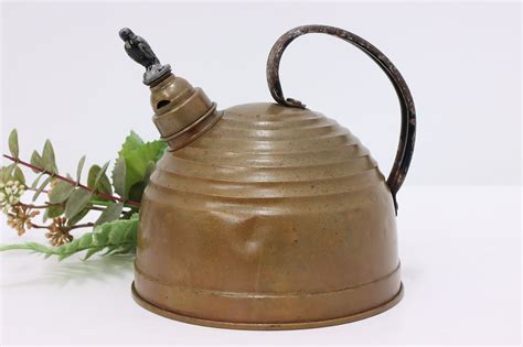 Farmhouse Vintage Copper Tea Kettle Or Pot Hawk Bird Whistle