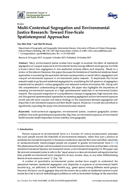 Pdf Multi Contextual Segregation And Environmental Justice Research
