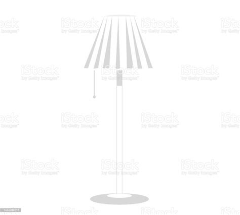 긴 다리에 직물 상단의 높은 바닥 램프 실내 조명 내부 장치 벡터 일러스트레이션 가구에 대한 스톡 벡터 아트 및 기타 이미지
