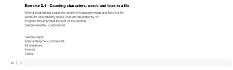 Solved Exercise 81 ﻿counting Characters Words And Lines
