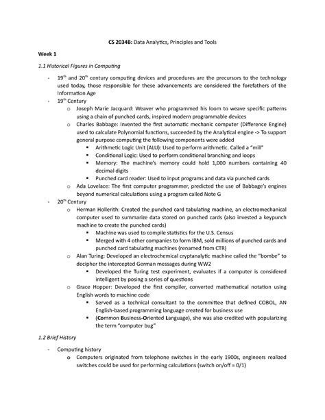 Cs 2034 B Cs 2034b Cs 2034b Data Analytics Principles And Tools Week 1 1 Historical