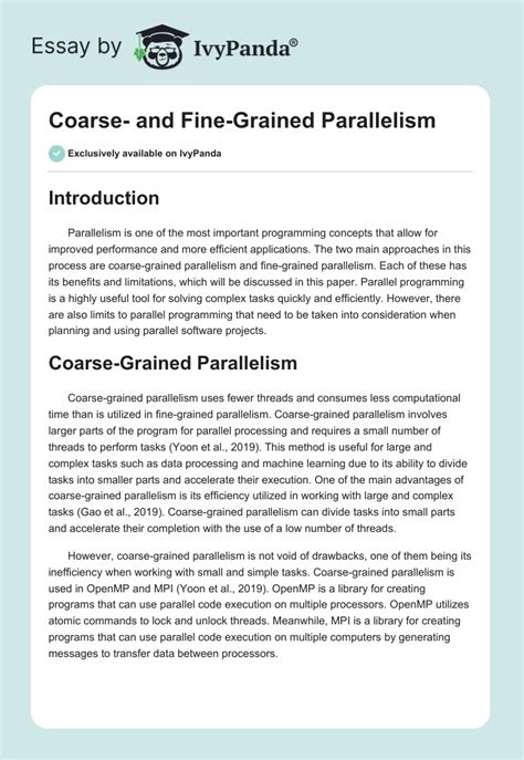 Coarse And Fine Grained Parallelism 914 Words Essay Example