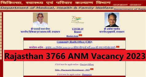 Rajasthan 3766 Anm Vacancy 2023 All City Job
