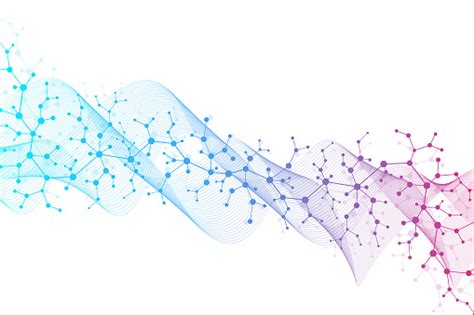 과학 분자 배경 Dna 얕은 피사계 심도를 가진 이중 나선 벡터 그림 Dna 분자와 신비한 벽지 또는 배너 건강 관리 및 과학